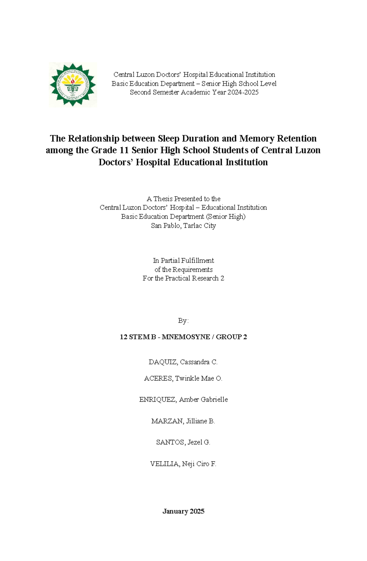 The Relationship between Sleep Duration and Memory Retention: A ...