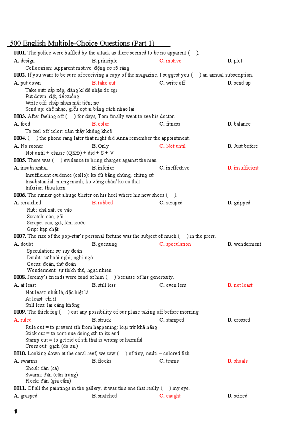 1000 English Multiple-Choice Questions - Advanced (Cambridge English ...