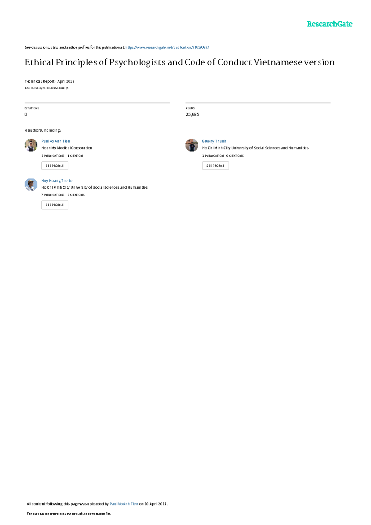 APA.Ethic Code - tiêu chuẩn đạo đức tâm lý học - See discussions, stats ...