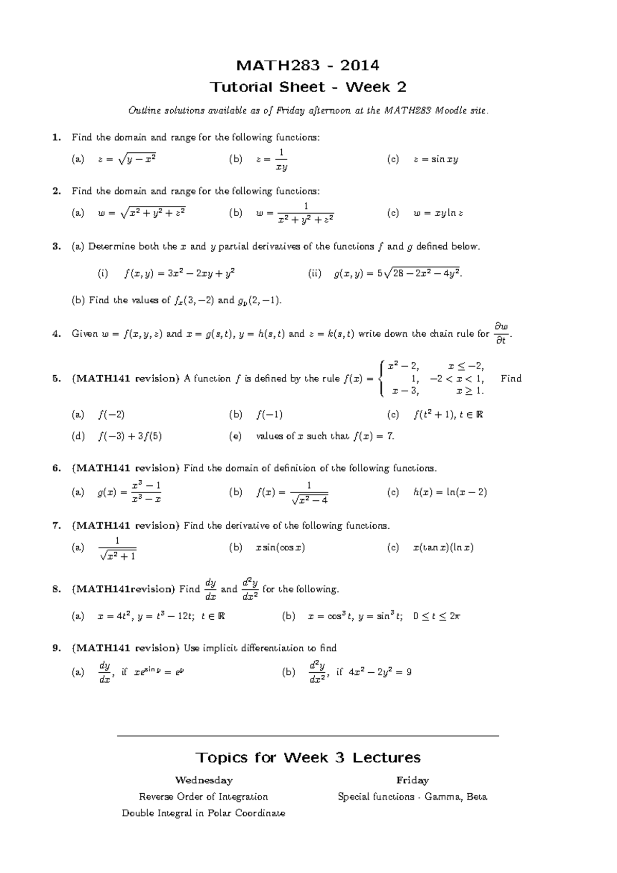 Advanced Engineering Mathematics and Statistics - Assignments - M283 ...