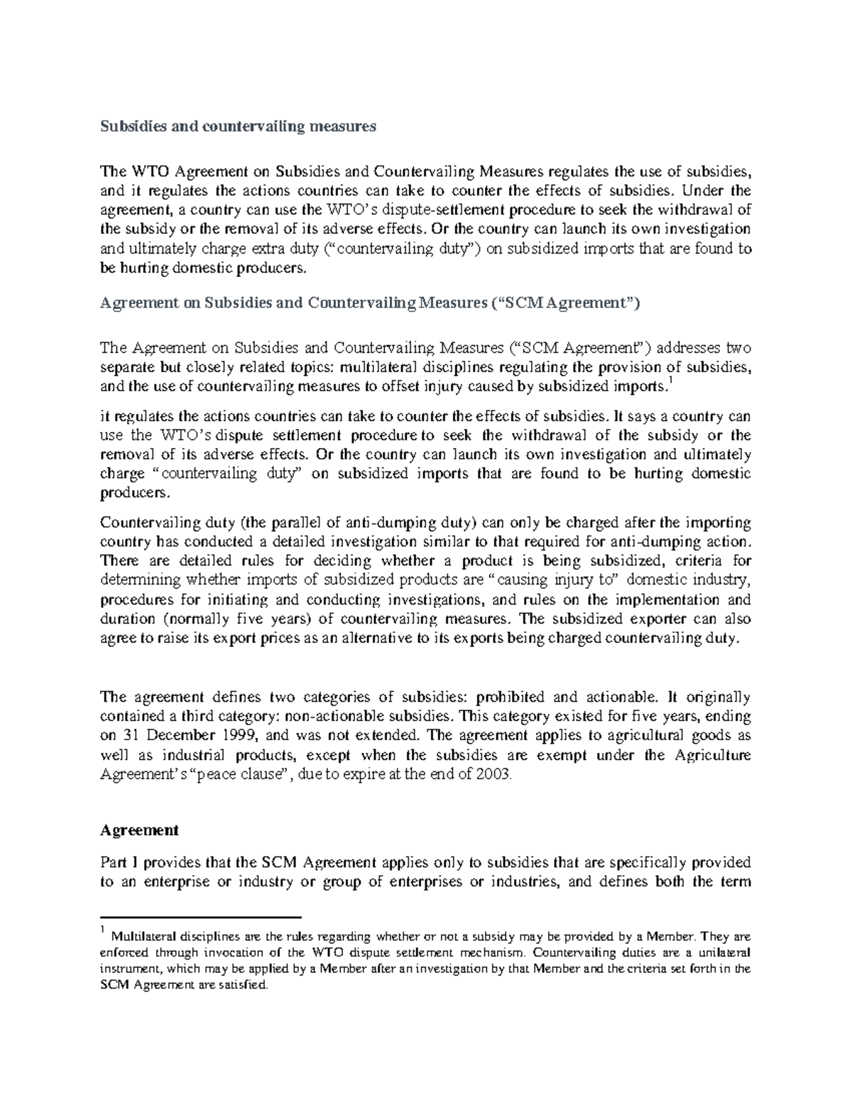 SCM 3 - Understanding the WTO Agreement on Subsidies & Countervailing ...