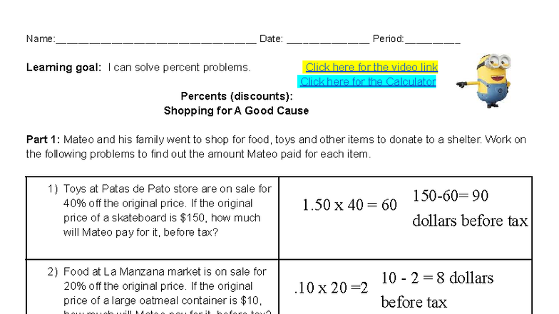 M7 Final Exam: Solving Percent Problems and Discounts - Studocu