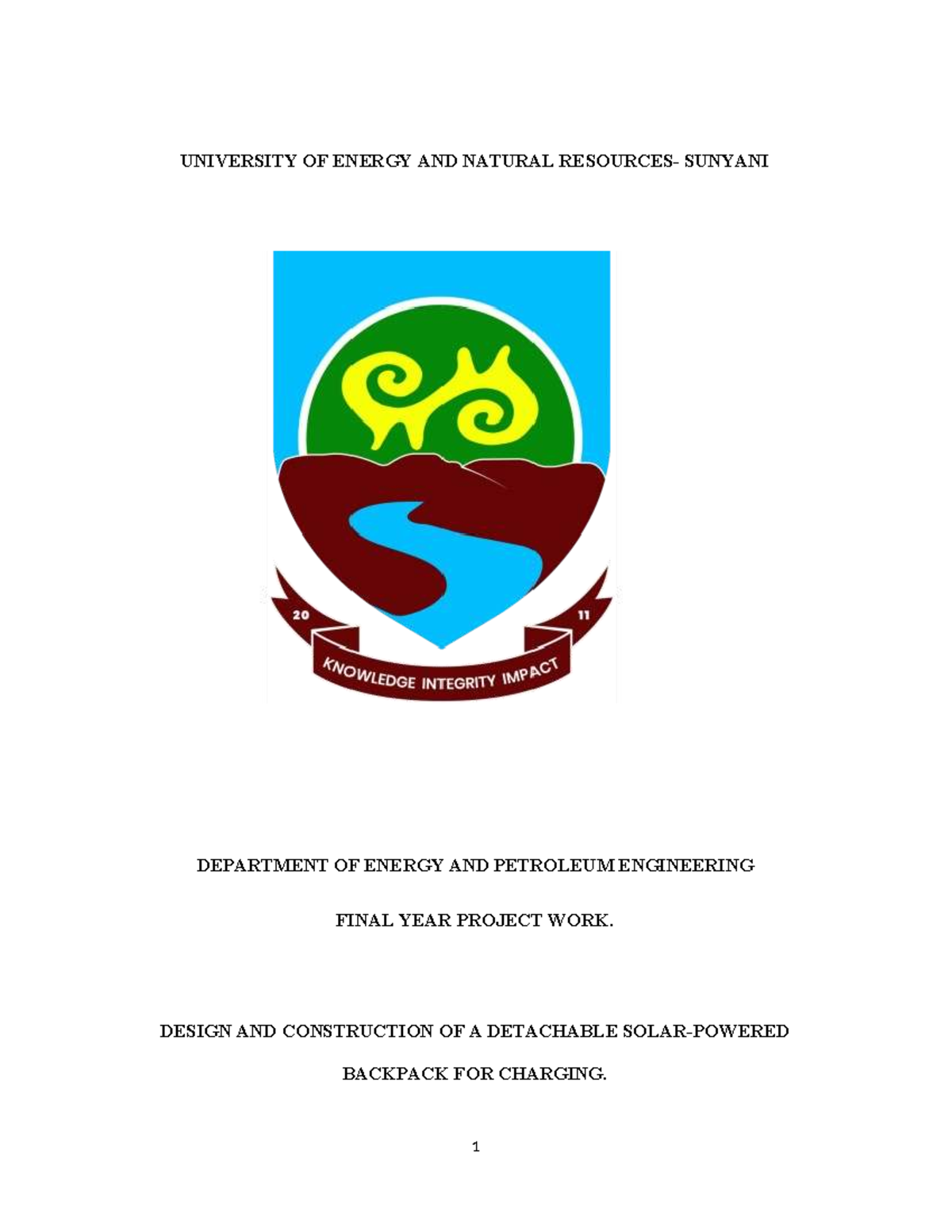 UENR BSc Renewable Energy Engineering Final Year Project: Solar ...