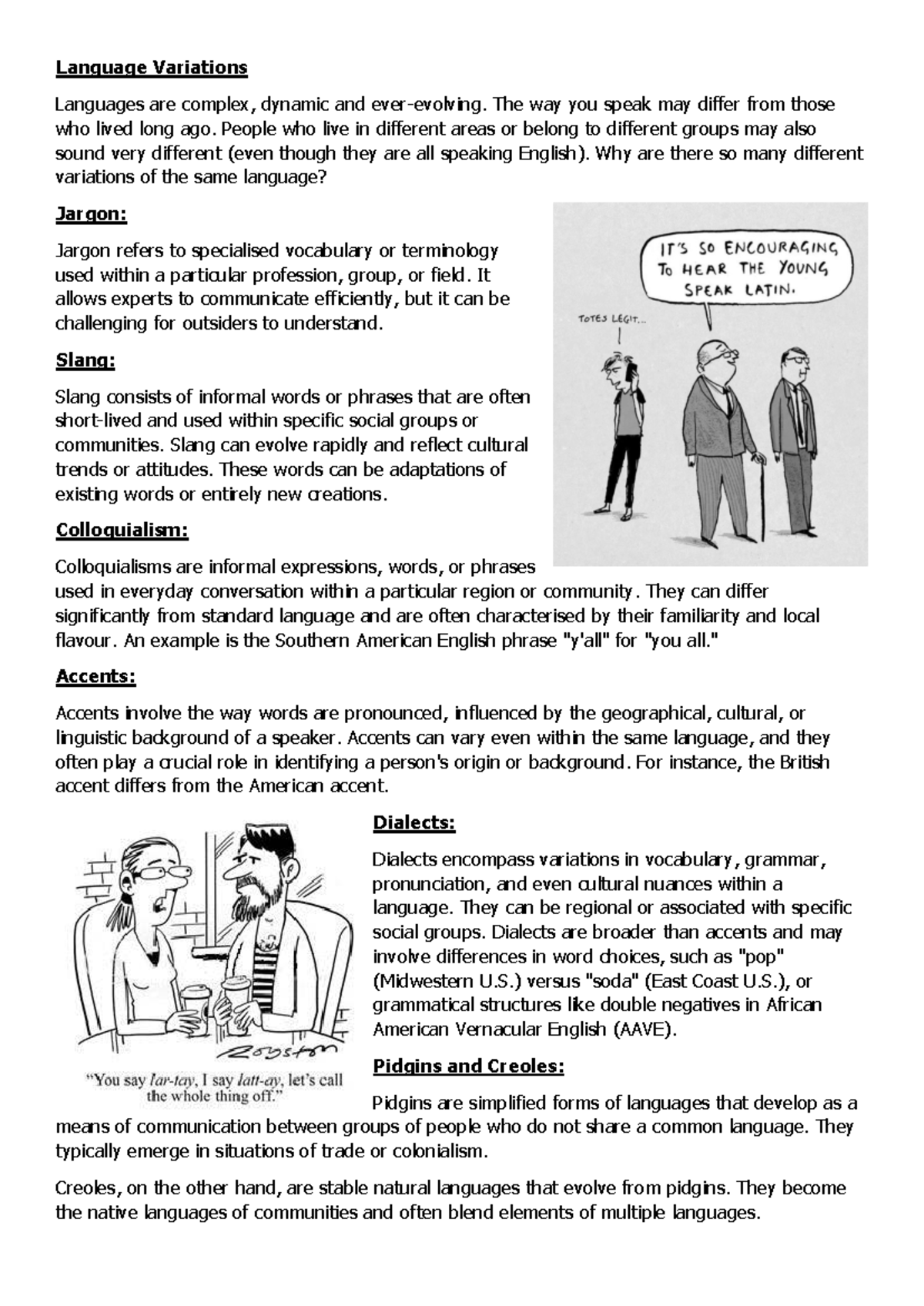 Language Variations: English Help for Grade 11 Students - Studocu