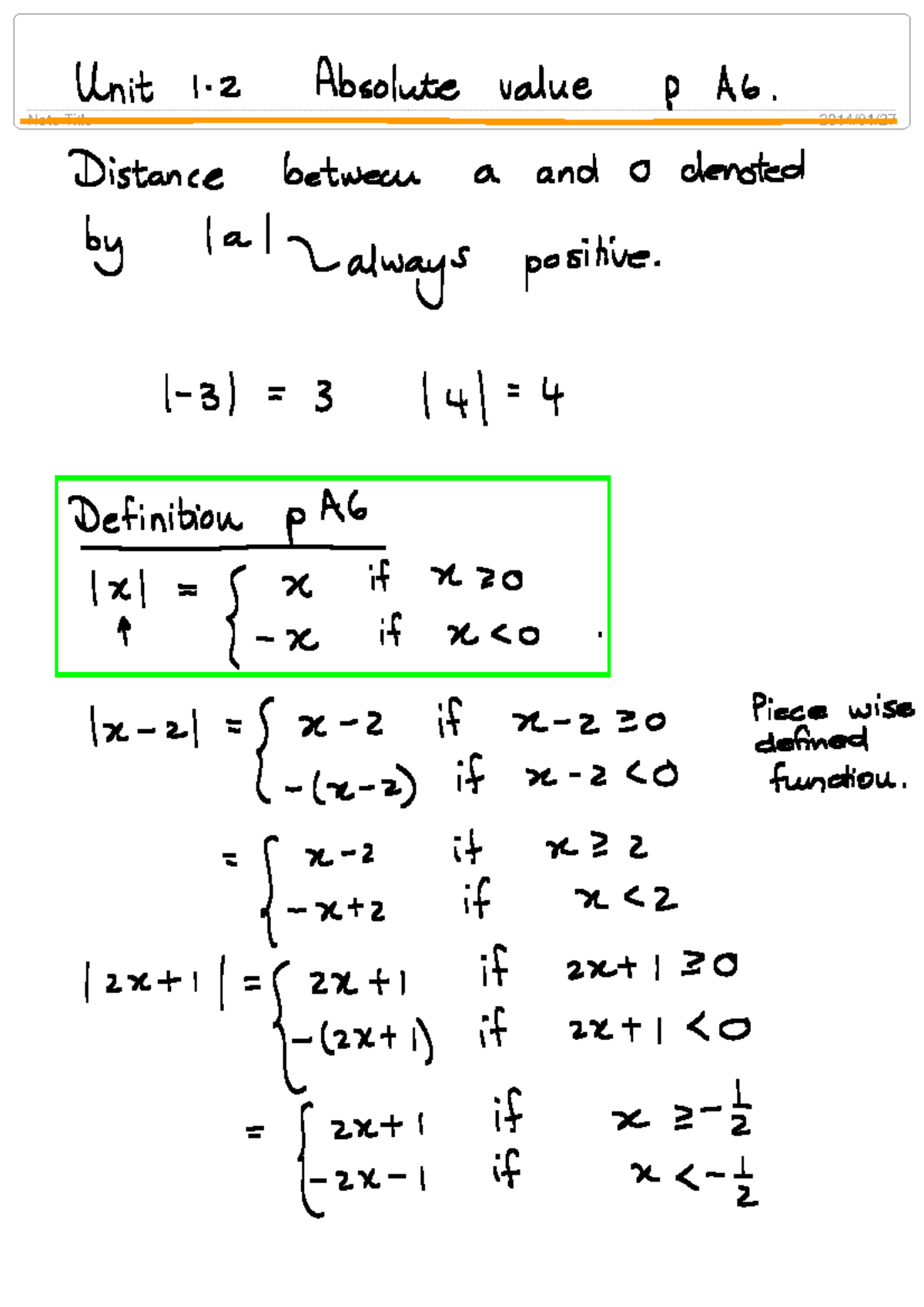 Unit 1.2 Absolute Value Concepts and Properties (PA6) - Studocu