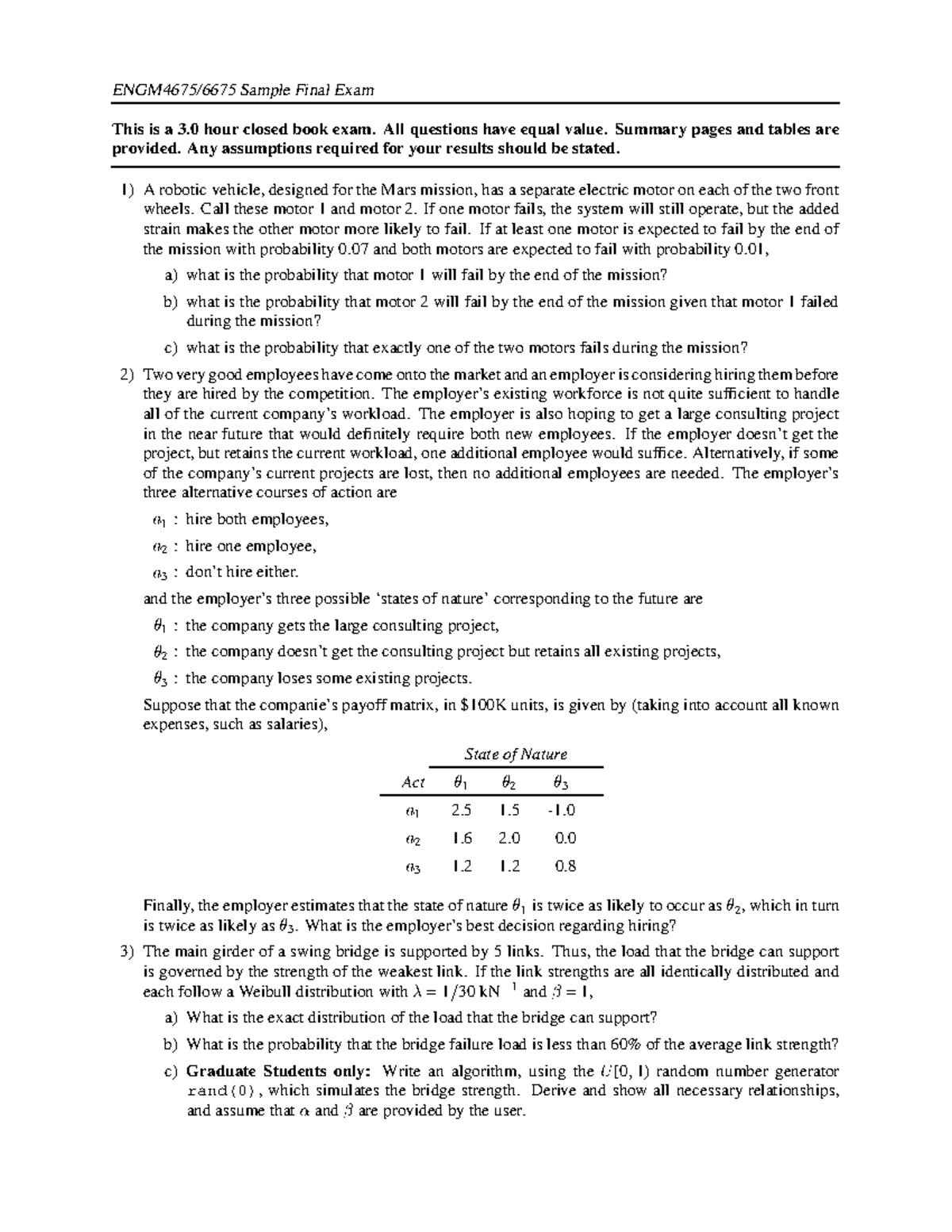 ENGM4675/6675 Sample Final Exam Practice Test Overview - Studocu