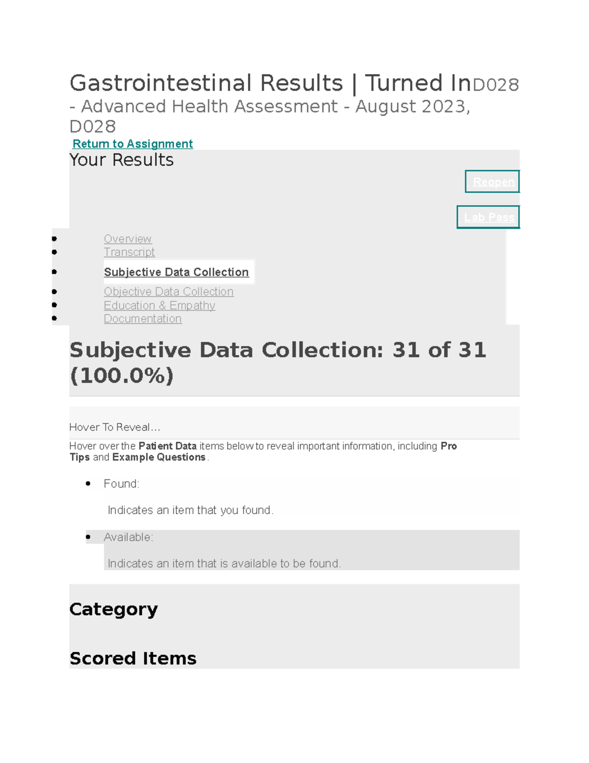 Advanced Health Assessment (AH-101): Gastrointestinal Subjective Data ...