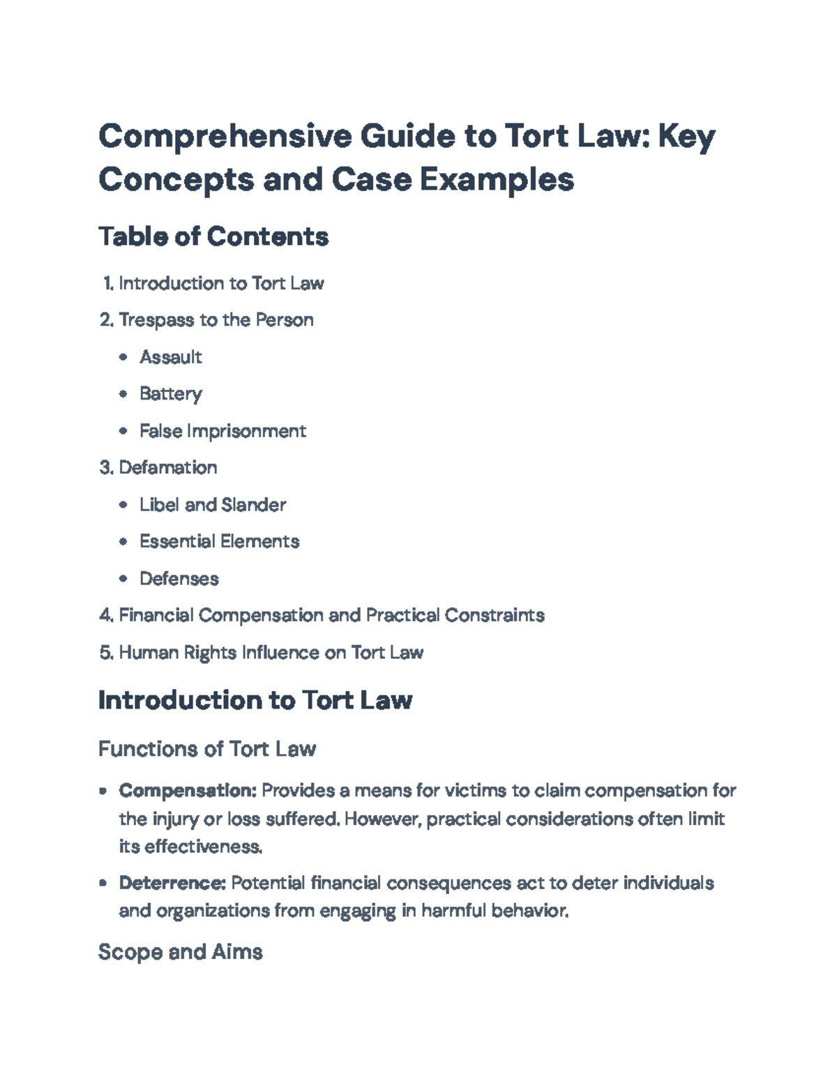 Tort Law Overview: Key Concepts and Case Studies for Students ...