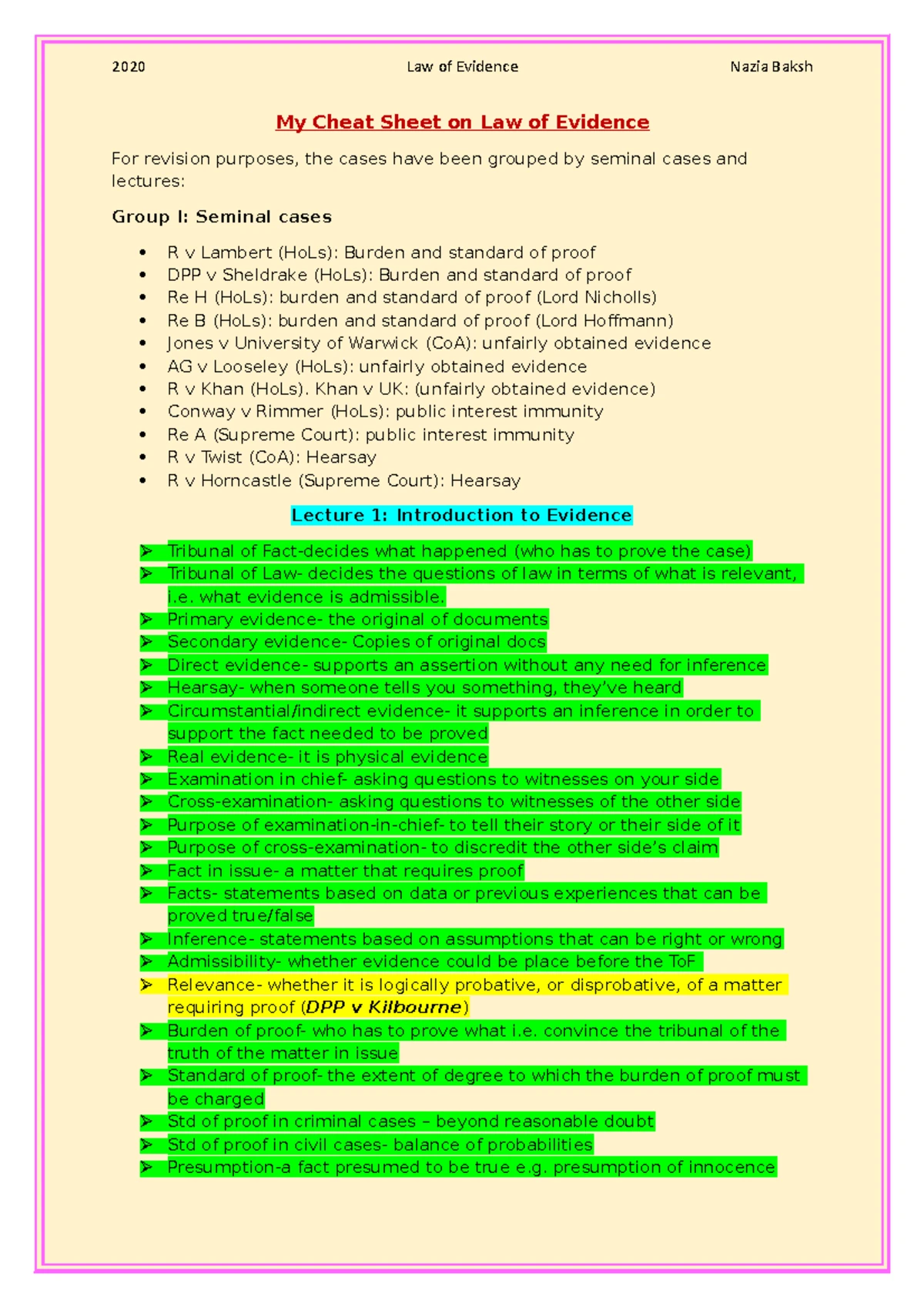Identification Evidence - IDENTIFICATION EVIDENCE R v Turnbull The ...
