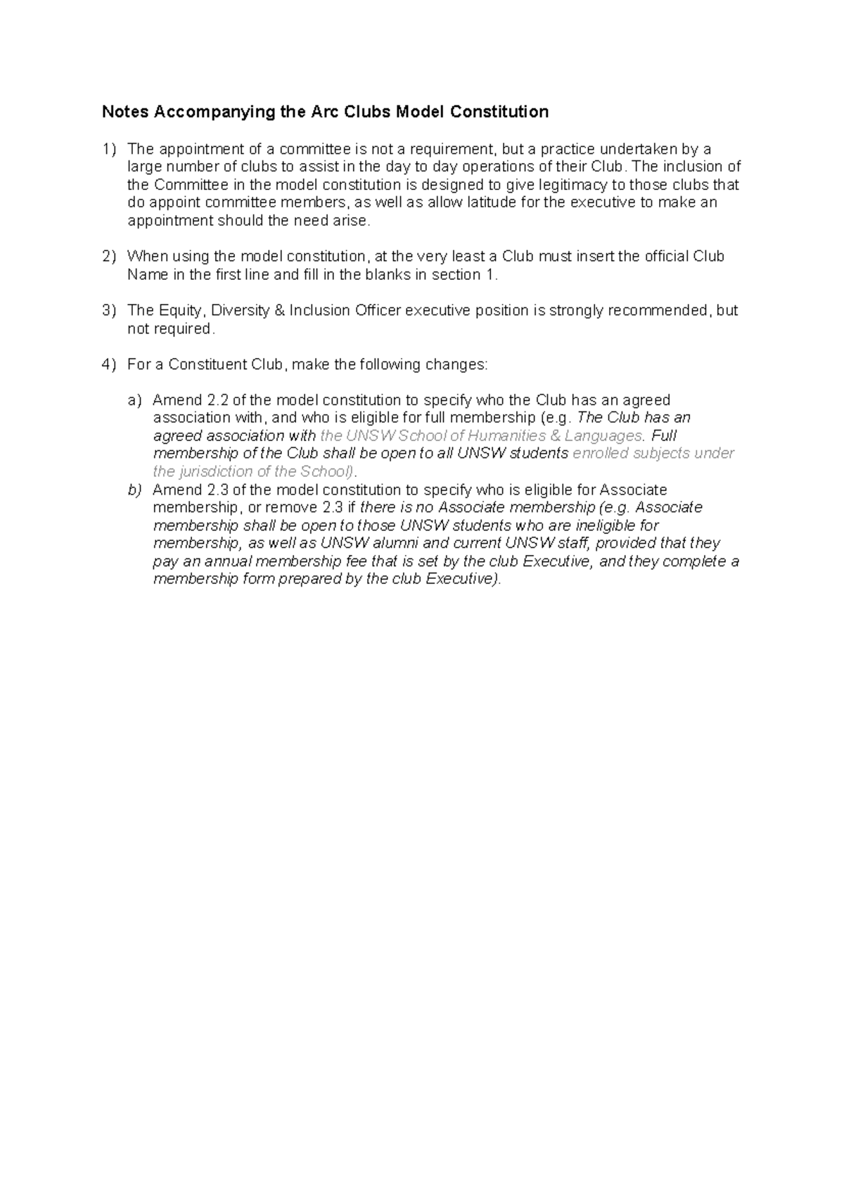 Arc Clubs Model Constitution Guide for Clubs and Members (Updated 26-7 ...