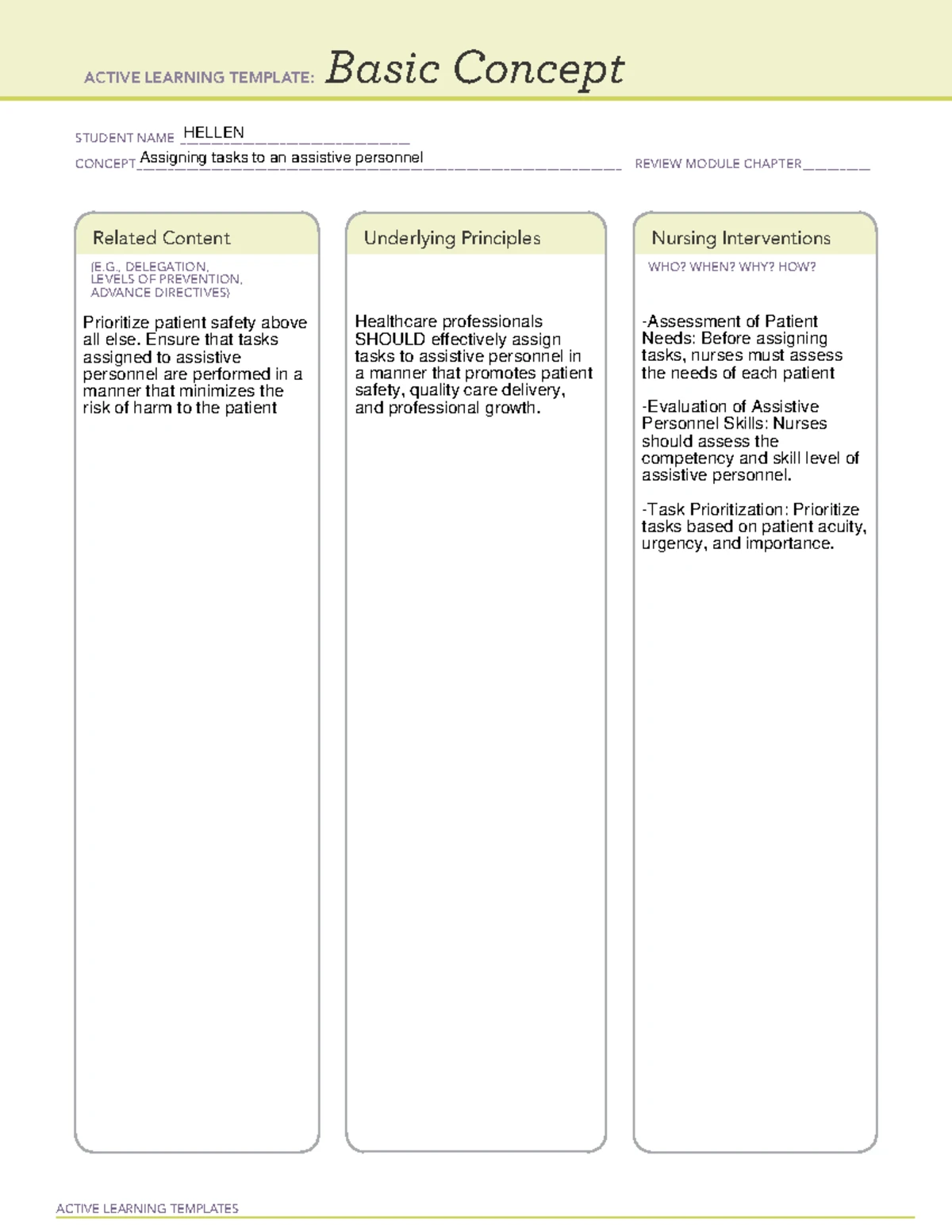 Basic Concept Blank 7 - ATI Template: Infection Control & Client ...