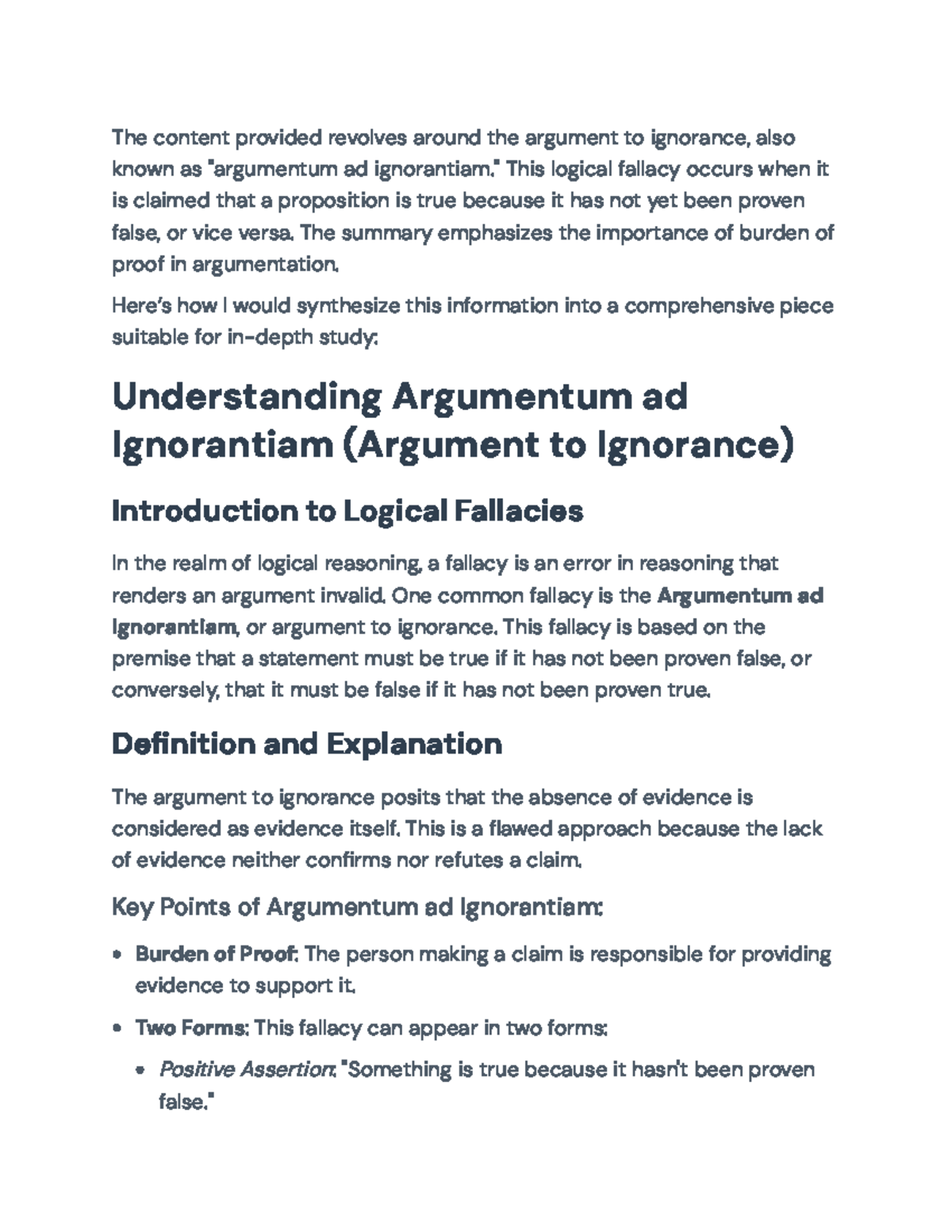 Understanding Argumentum ad Ignorantiam: A Study of Logical Fallacies ...