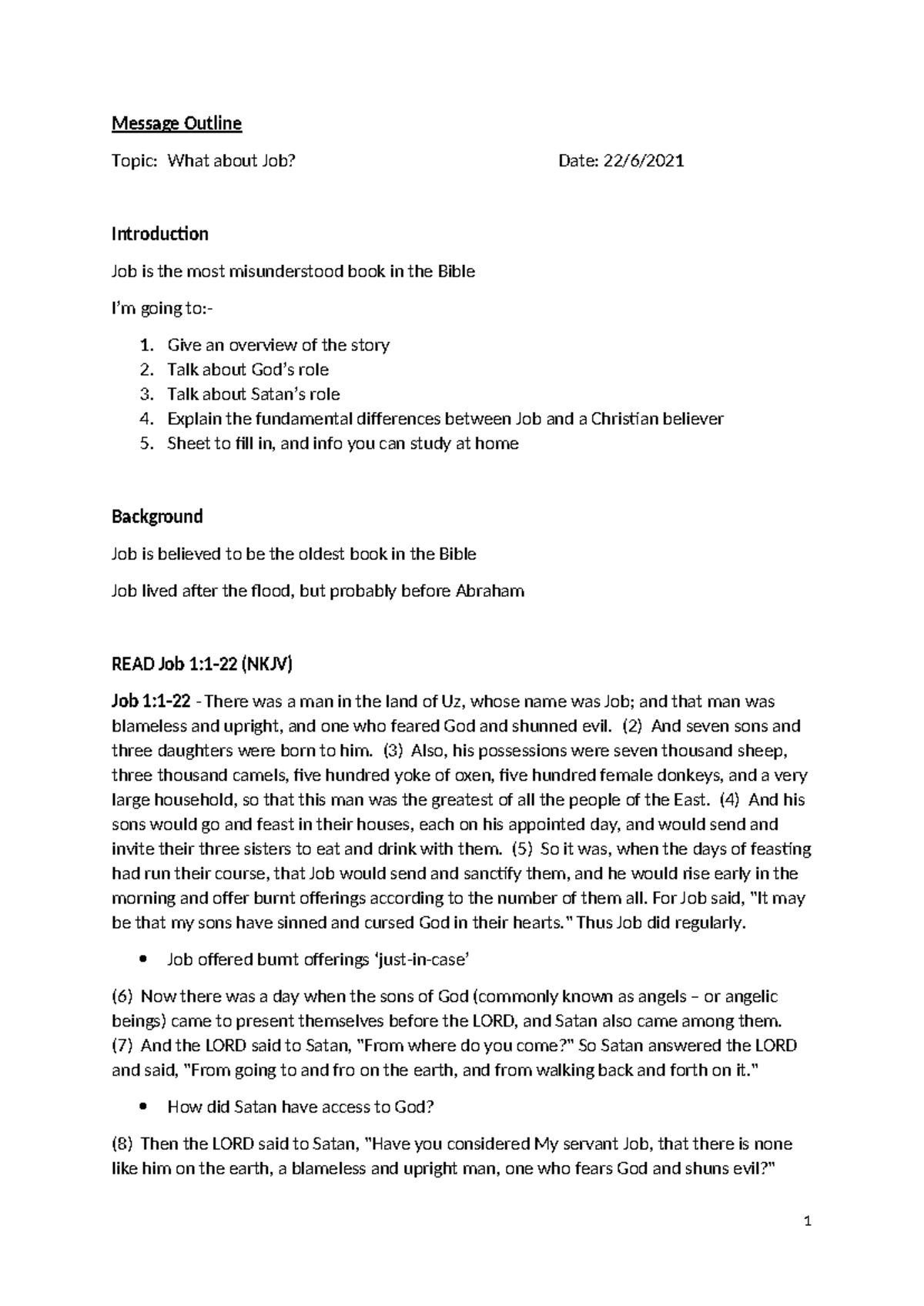Job - Study Notes on the Book of Job (BIB 101) - Studocu