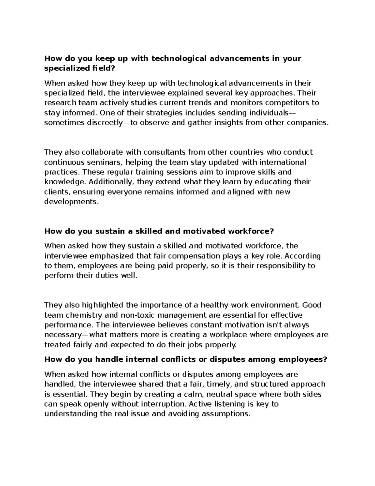 CXC Written Report 1: Strategies for Tech Advancements & Workforce ...