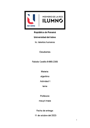 Algoritmo y Estructuras de Control - Actividad 2 - Algoritmia y Programación - Studocu