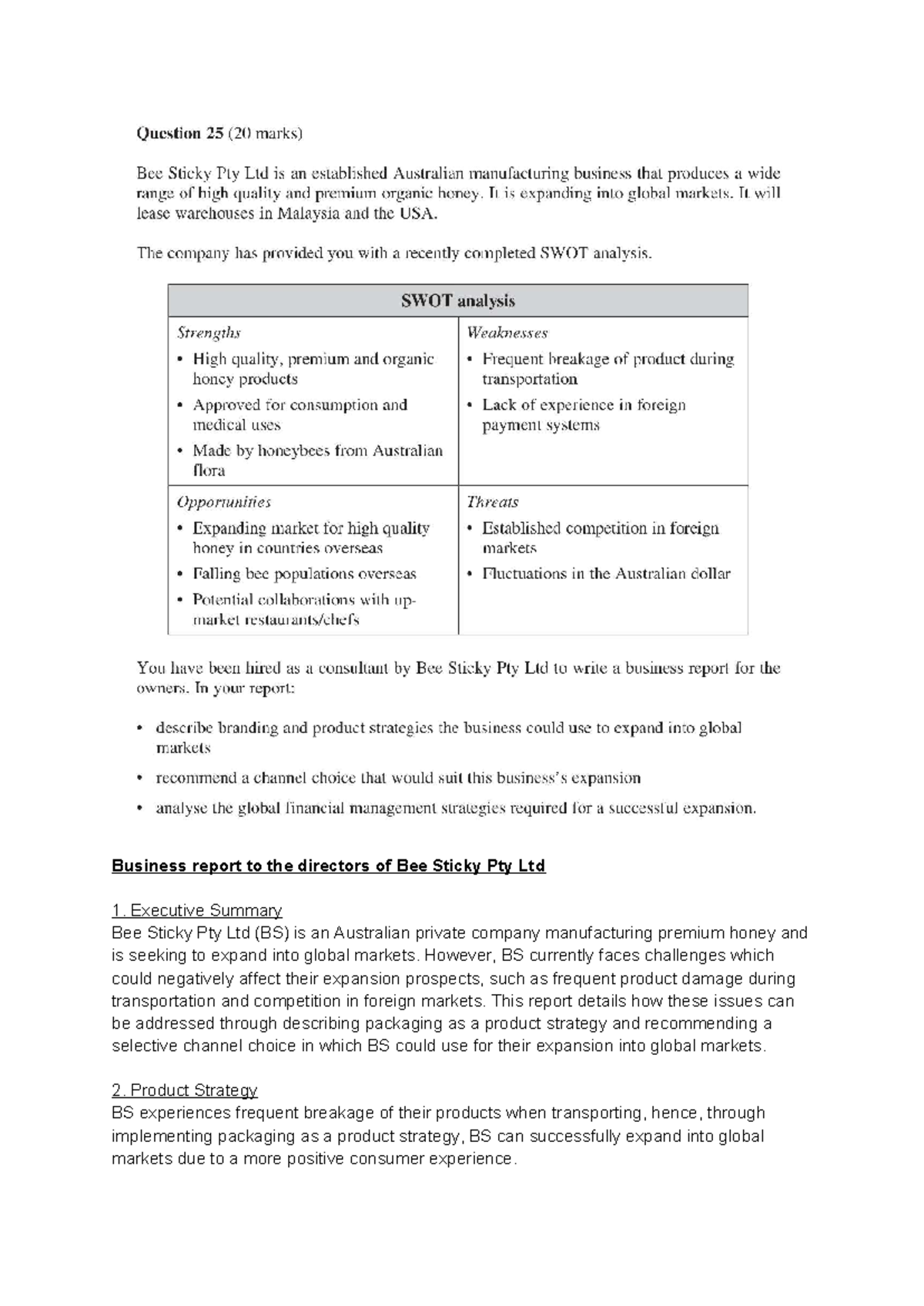 2022 HSC Business Report: Expansion Strategy for Bee Sticky Pty Ltd ...