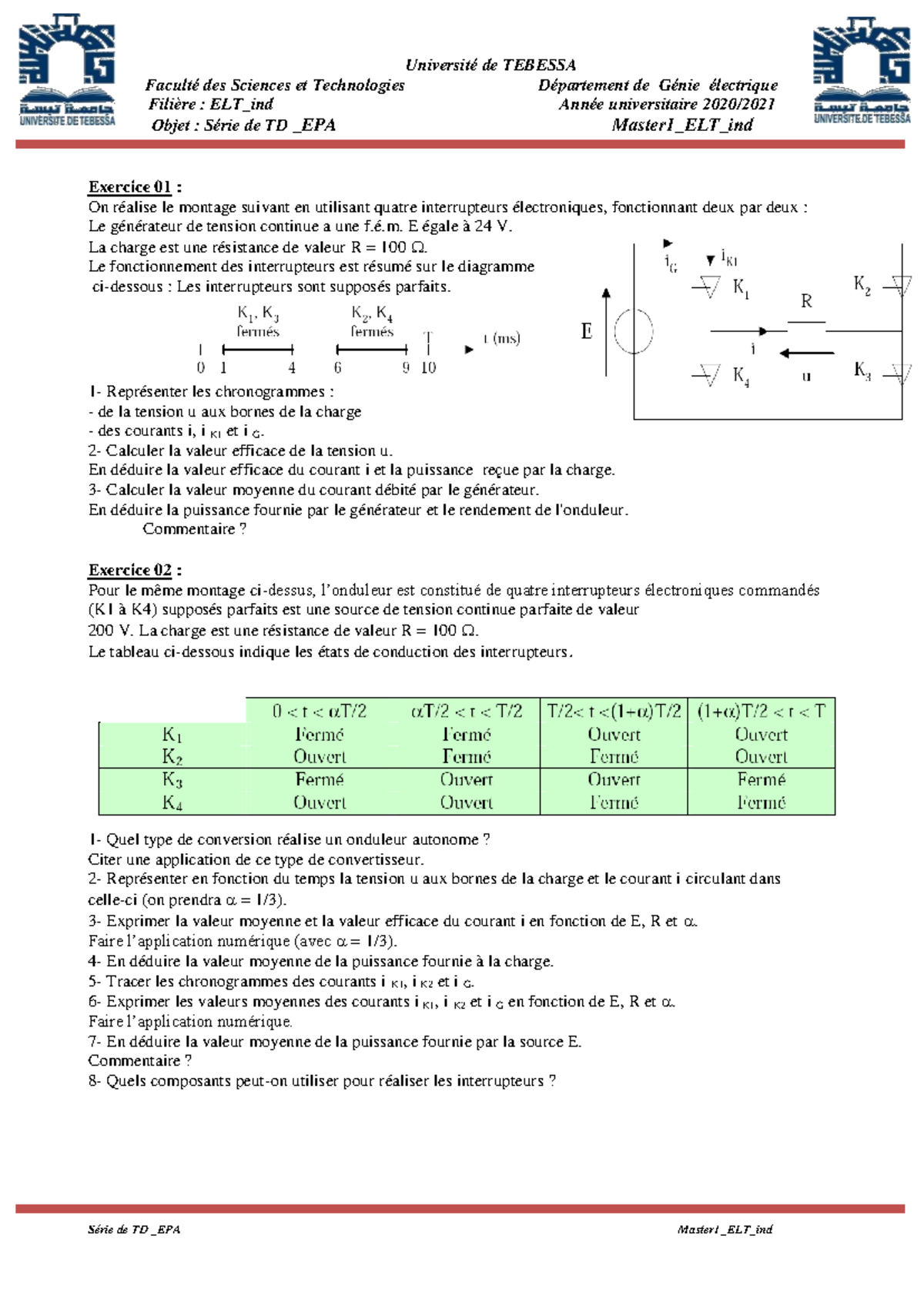 Corrigés de la Série de TD _EPA Master1_ELT_ind 2020-2021 - Studocu
