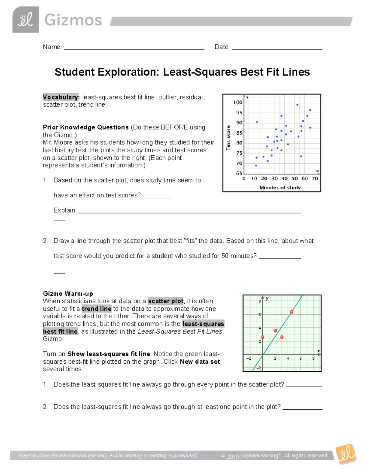 Least Squares SE - Best Fit Lines Exploration (2019) - Studocu