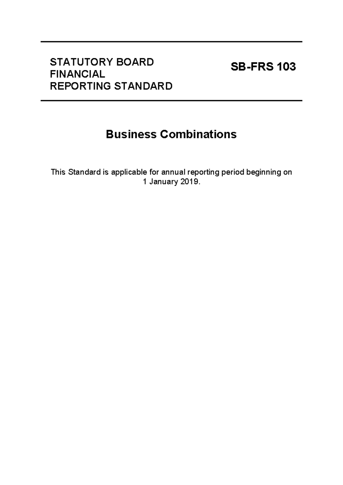 SB-FRS 103 (2019) - Comprehensive Guide to Business Combinations - Studocu