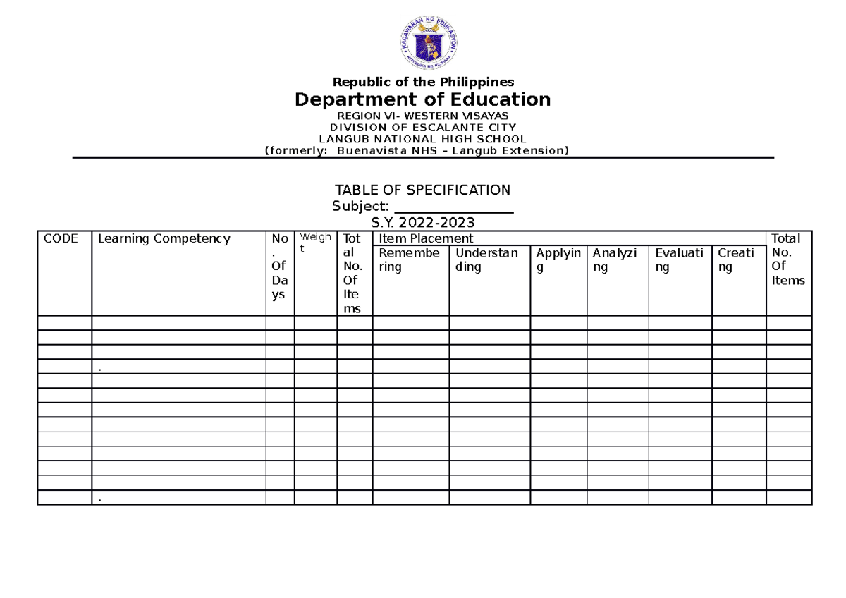TOS Template - for reference - Department of Education REGION VI ...