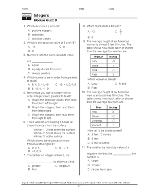 7 Quiz 1 - math practice - Lesson Quiz Name 1. Which of these ...