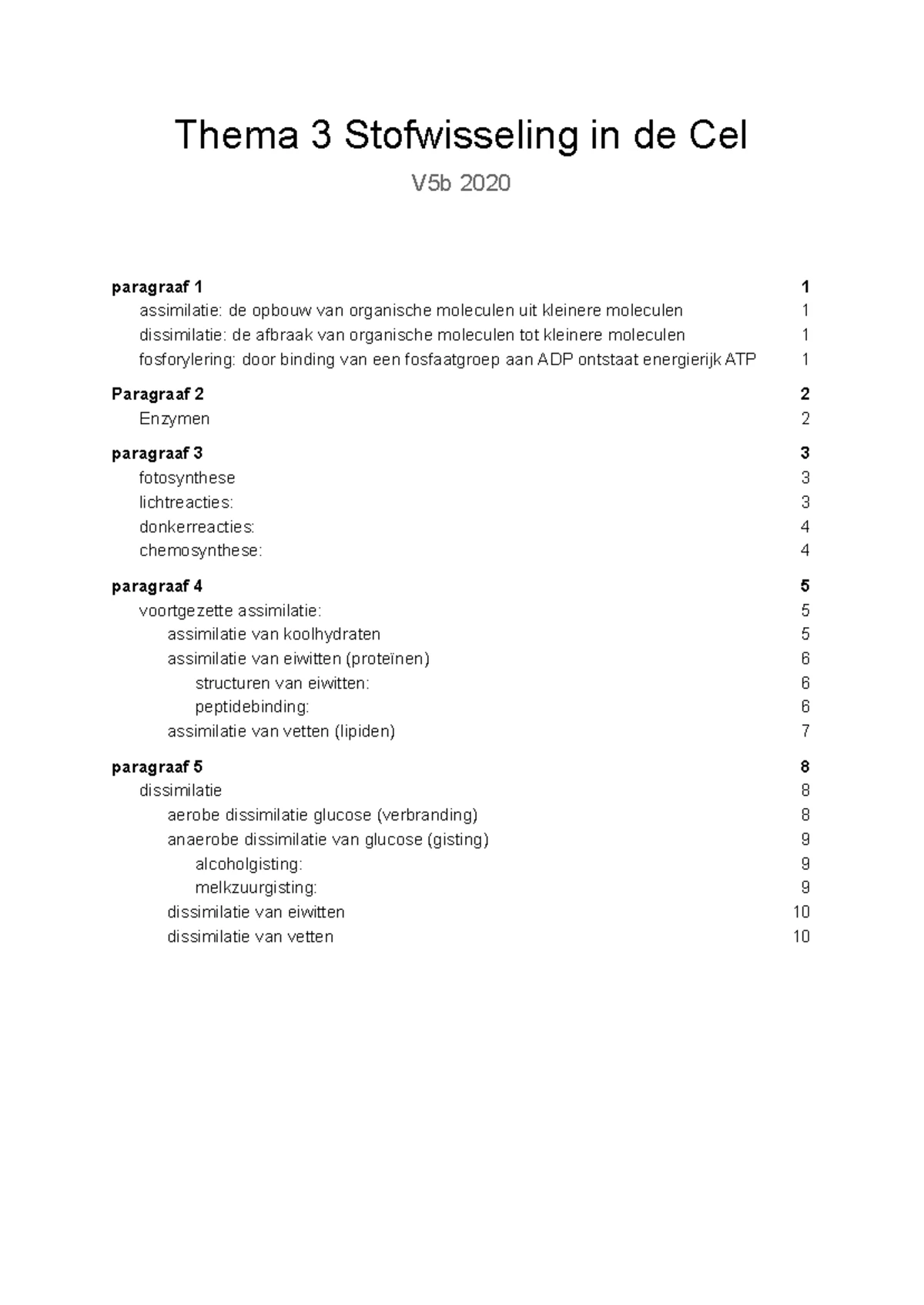 Thema 3: Samenvatting van Stofwisseling en Metabolisme - Studeersnel