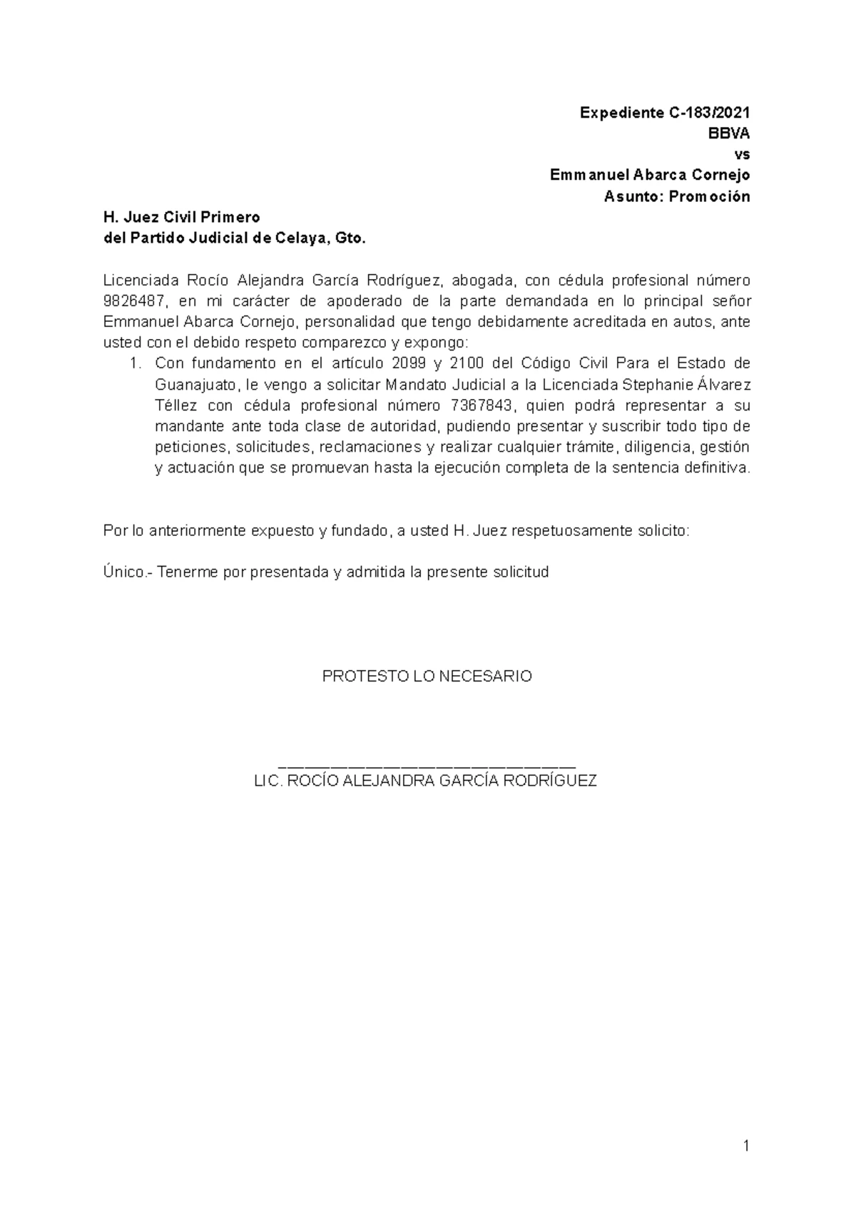Ejemplos De Promoción Aclaración De Vista Incidente Y Apelación