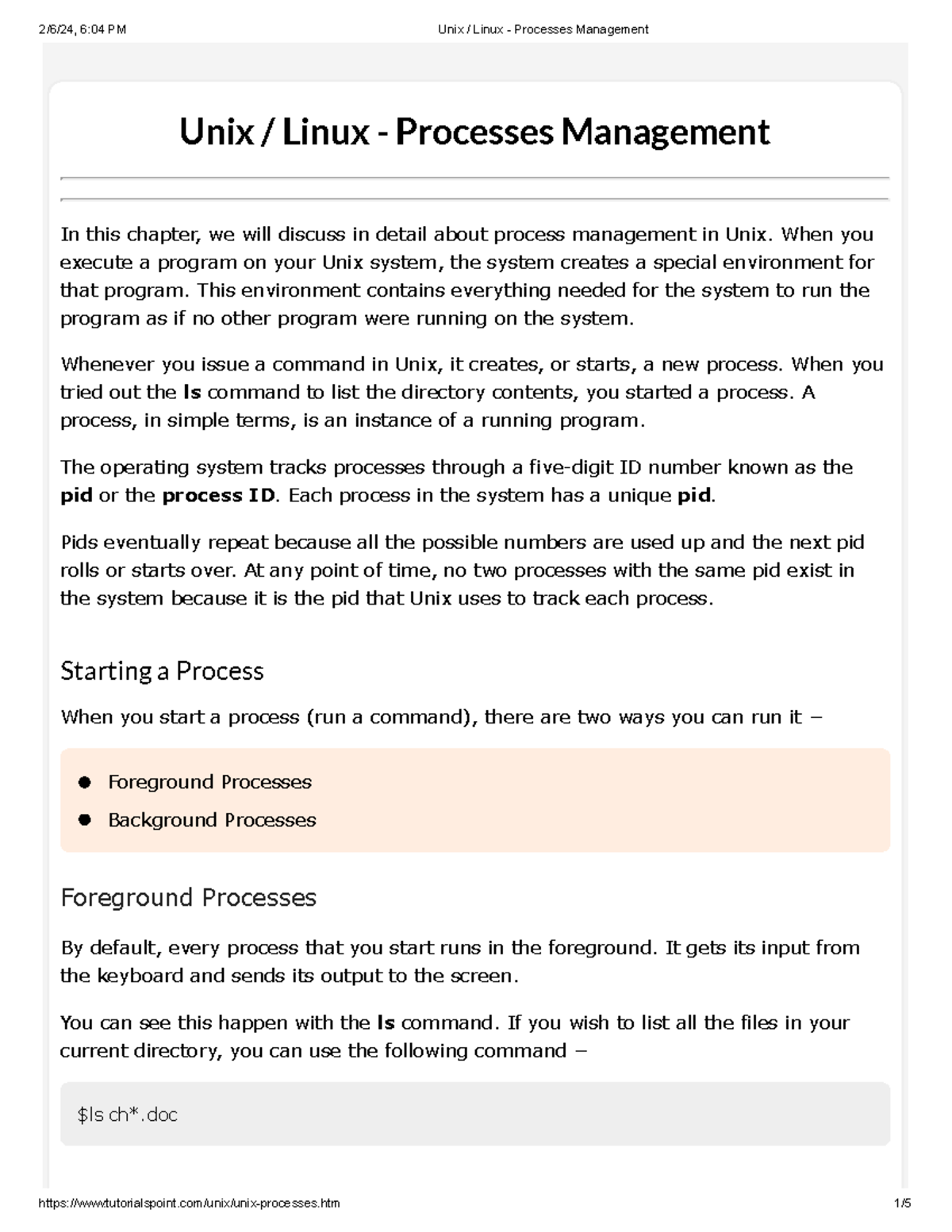 Unix Linux processes management: Understanding process control and IDs - Studocu