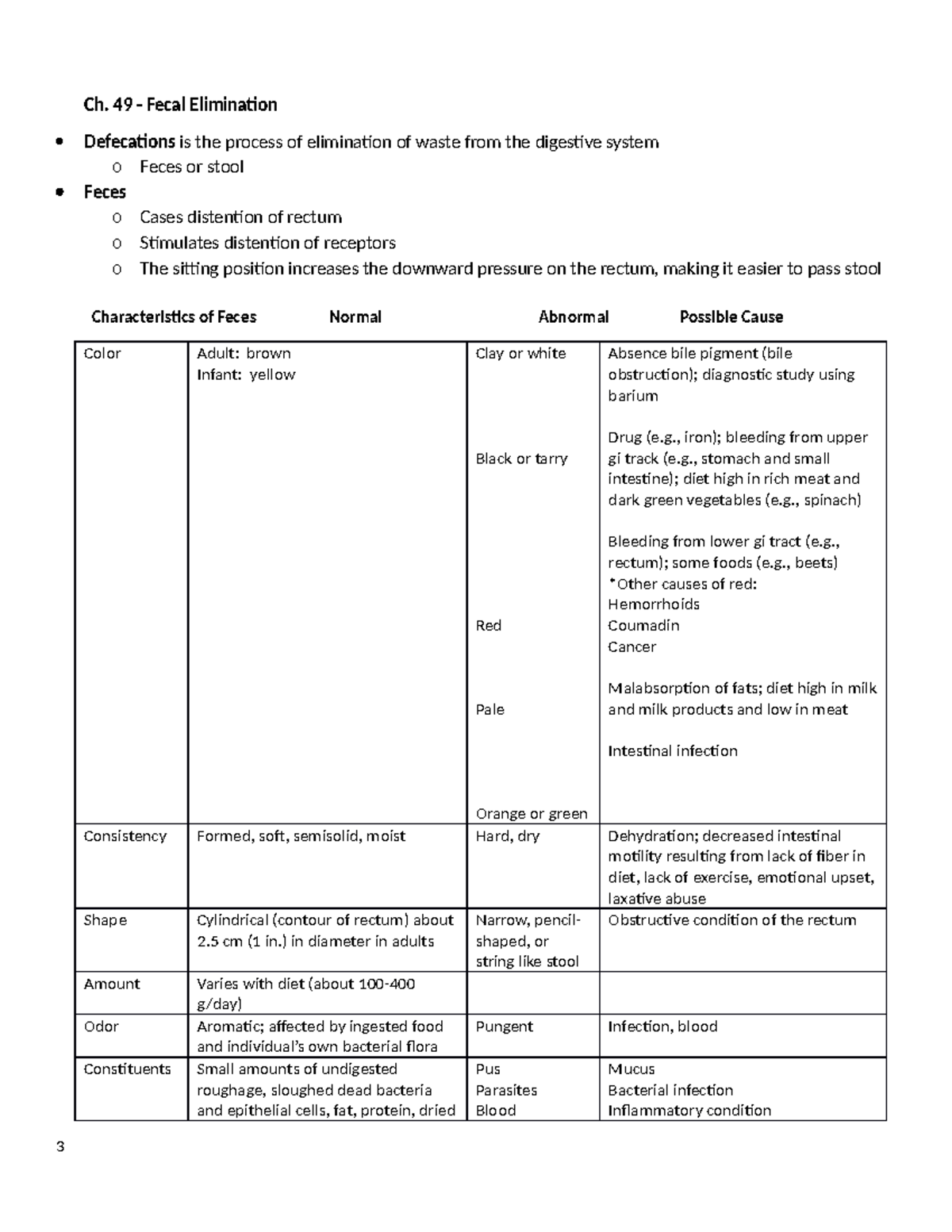 Safari - Vffc - Ch. 49 - Fecal Elimina1on Defeca1ons is the process of ...