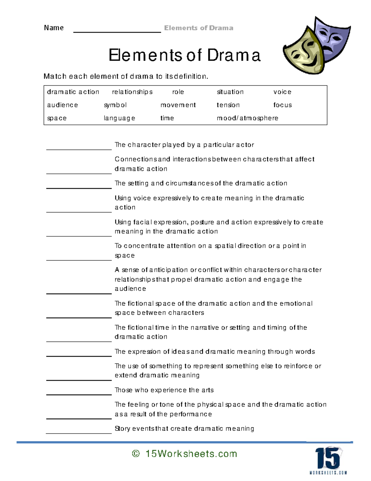 Elements of Drama Worksheet for Theater Studies (DRM101) - Studocu