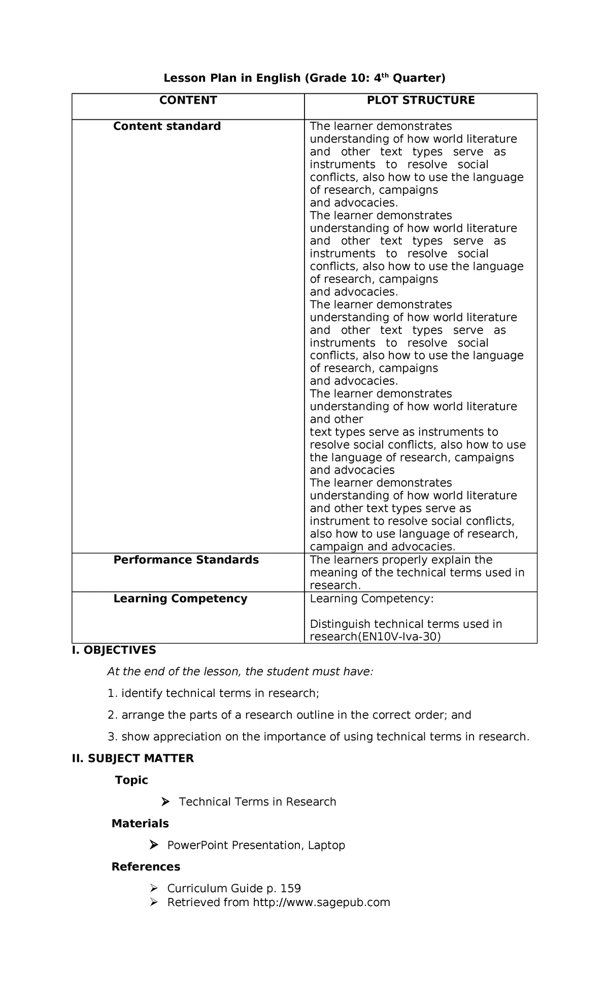 Grade 8: Lesson Plan on Propaganda Techniques (3rd Quarter) - Studocu