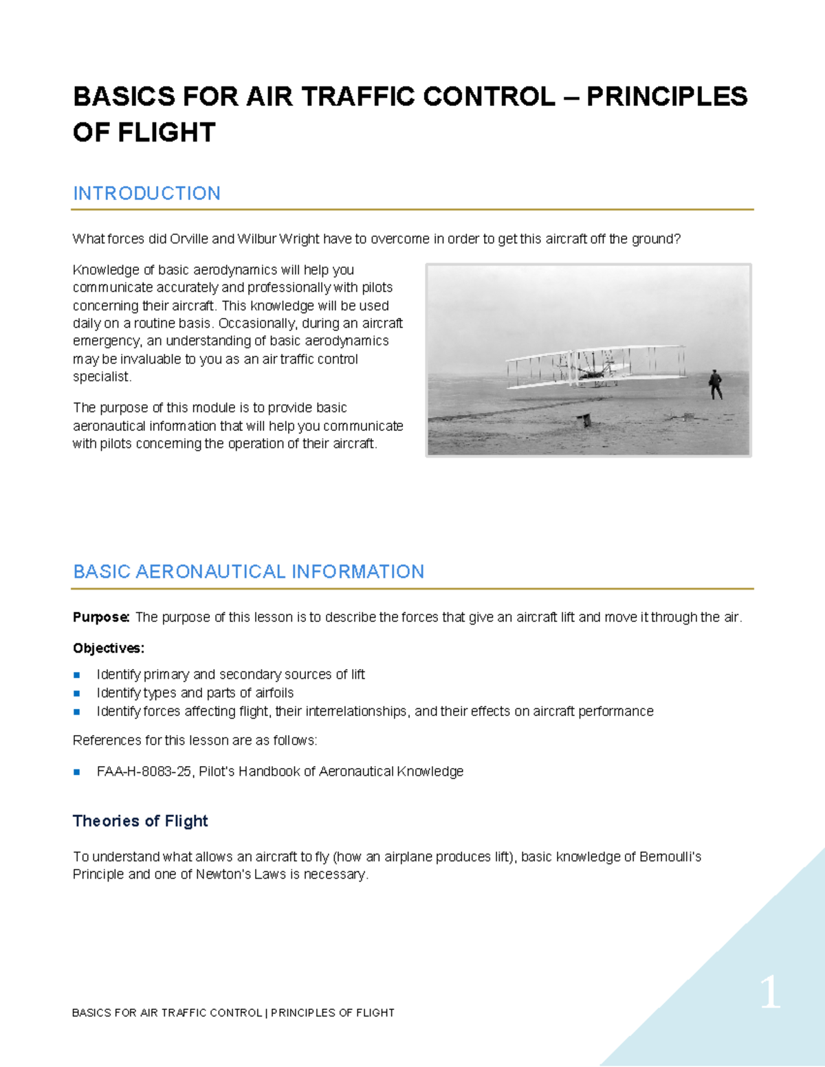 BASICS FOR AIR TRAFFIC CONTROL: PRINCIPLES OF FLIGHT & AERODYNAMICS ...
