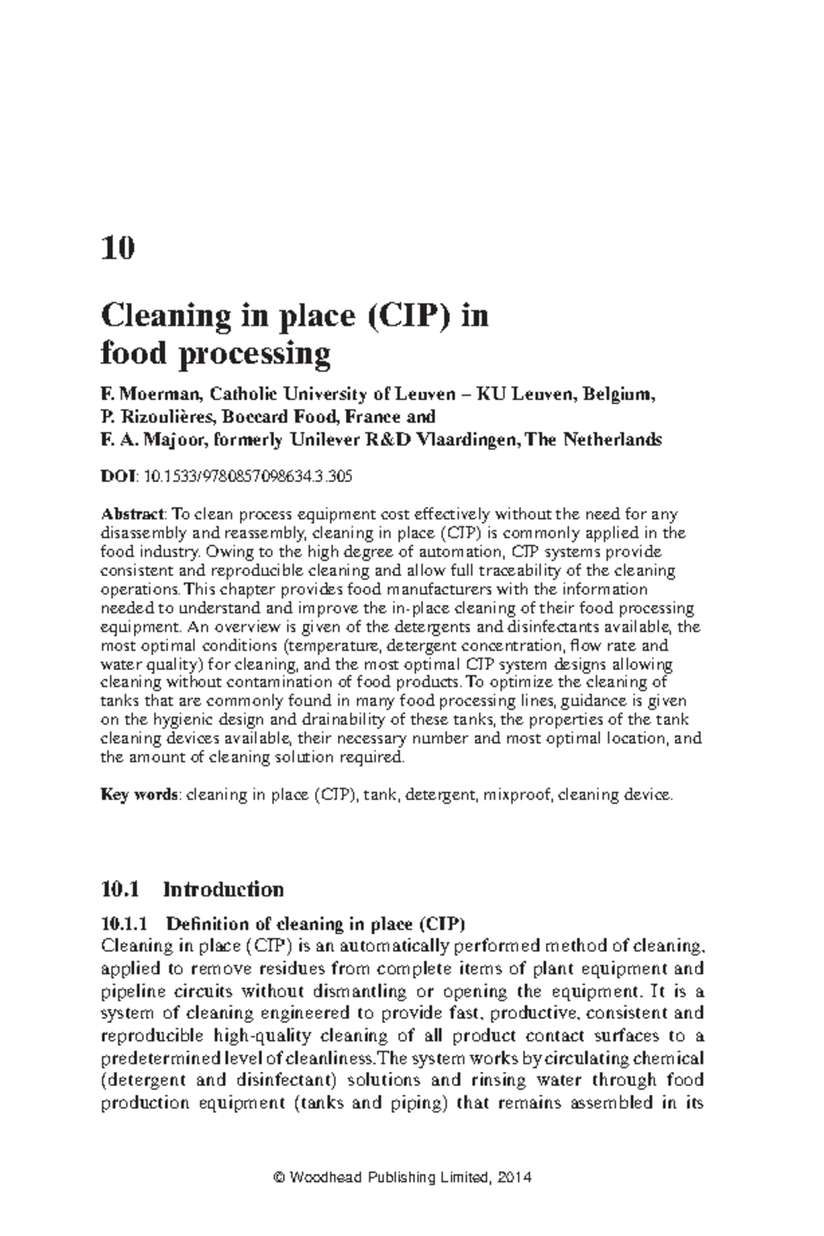Cleaning in Place (CIP) Techniques in Food Processing Industries - Studocu