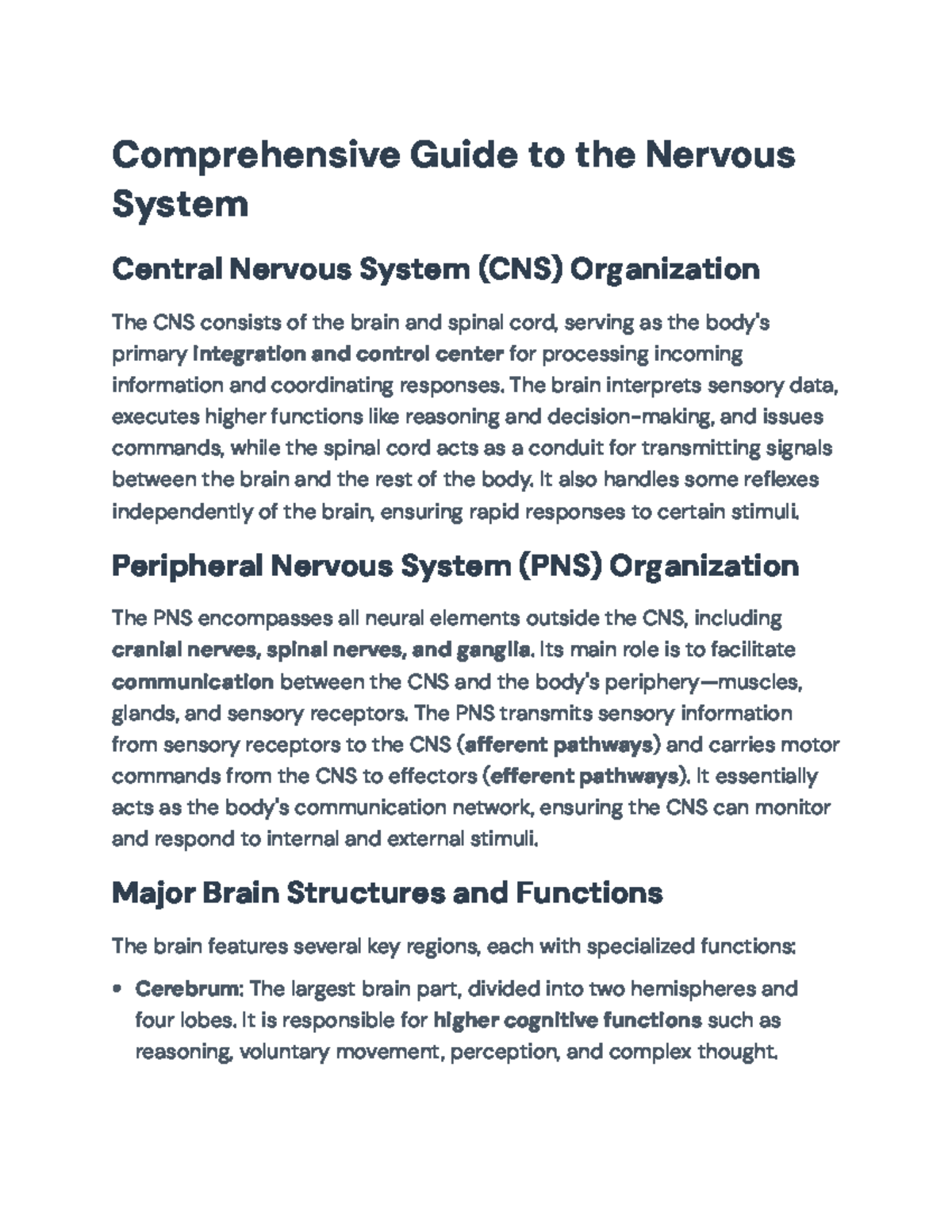 Comprehensive Overview of the Nervous System: Functions & Structure ...