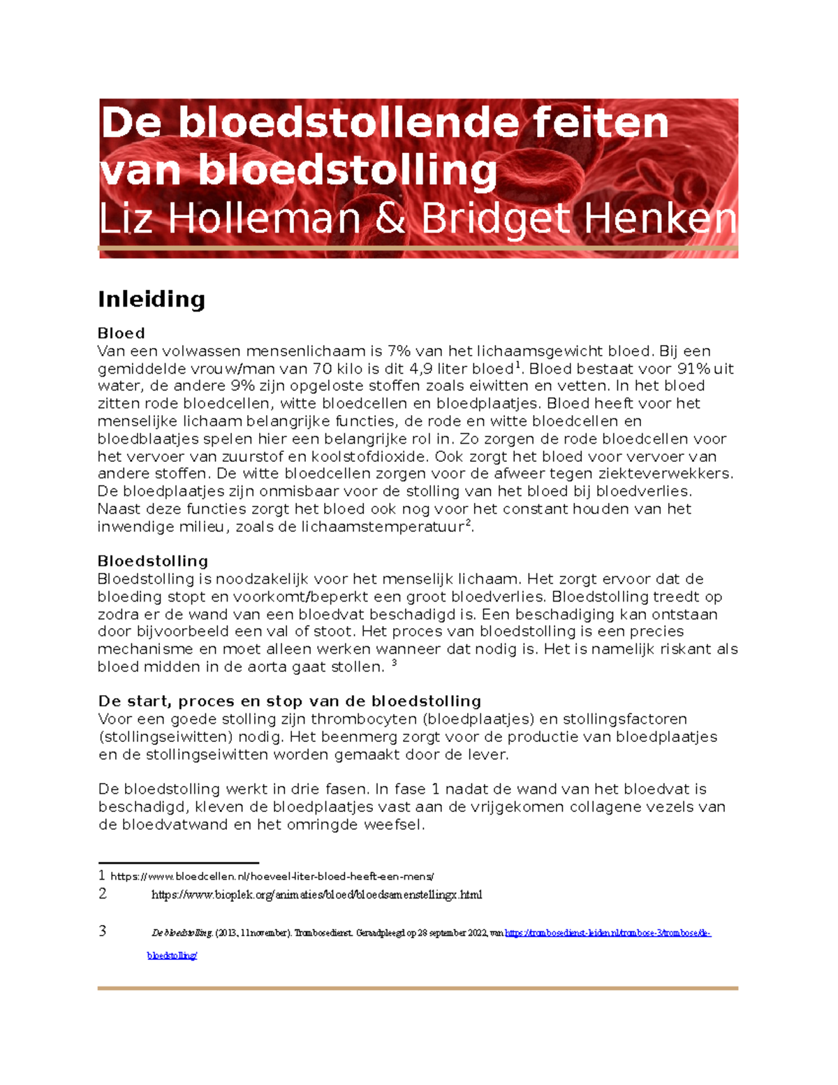 Bloedstolling: Proces, Resultaten en Analyse - Verslag Experiment ...