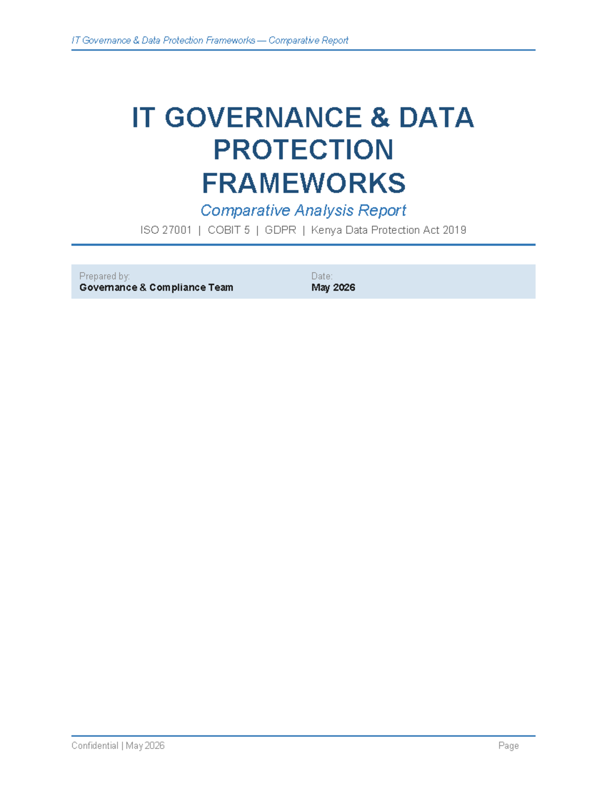 IT Governance Data Protection Frameworks Comparative Analysis Report ...