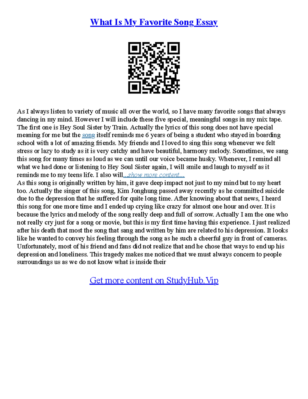 My Favorite Singer Essay - What Is My Favorite Song Essay As I always ...