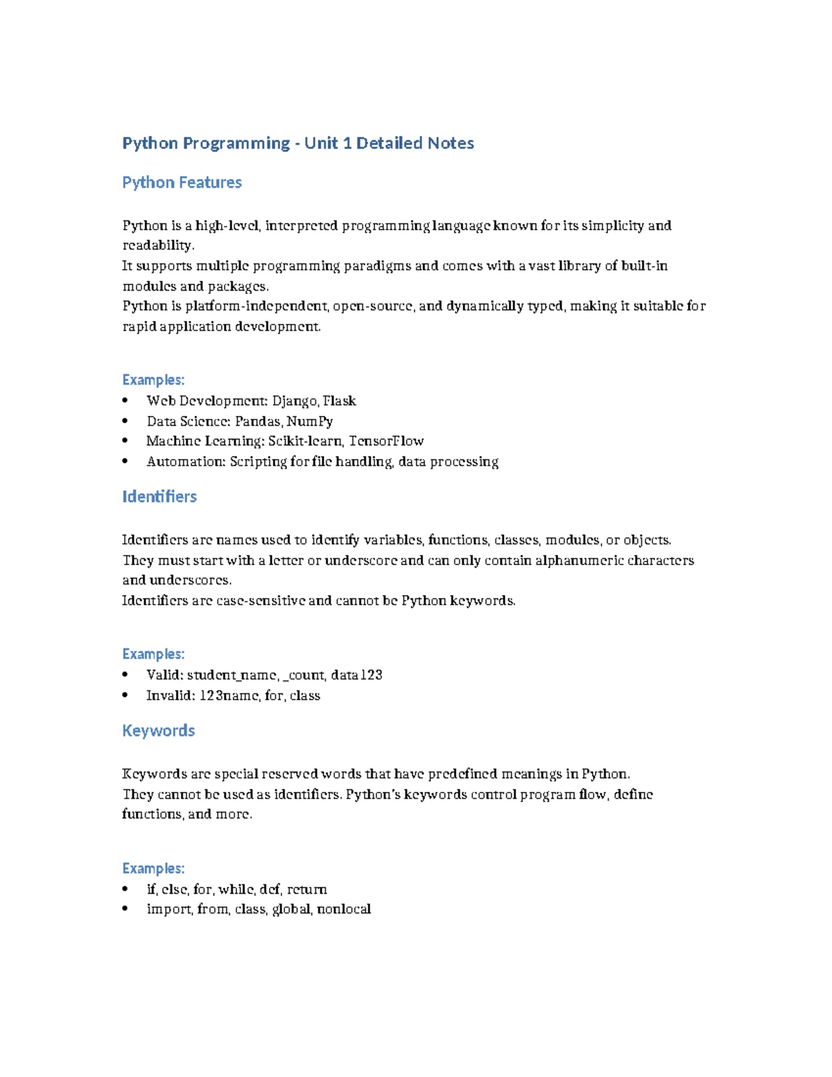 Python Programming: Decision and Iterative Statements Notes - Studocu