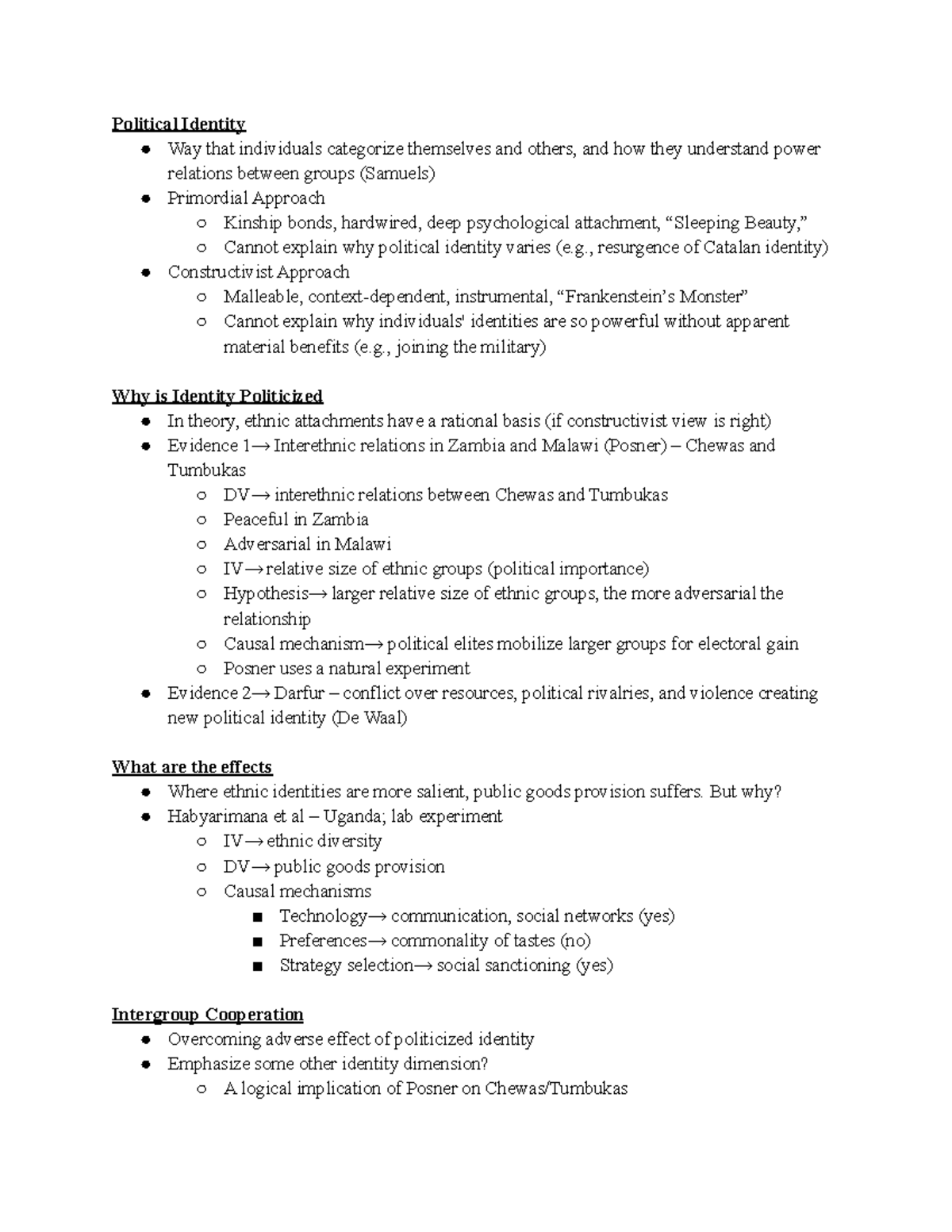Comparative Politics Final Review - Political Identity Way that ...