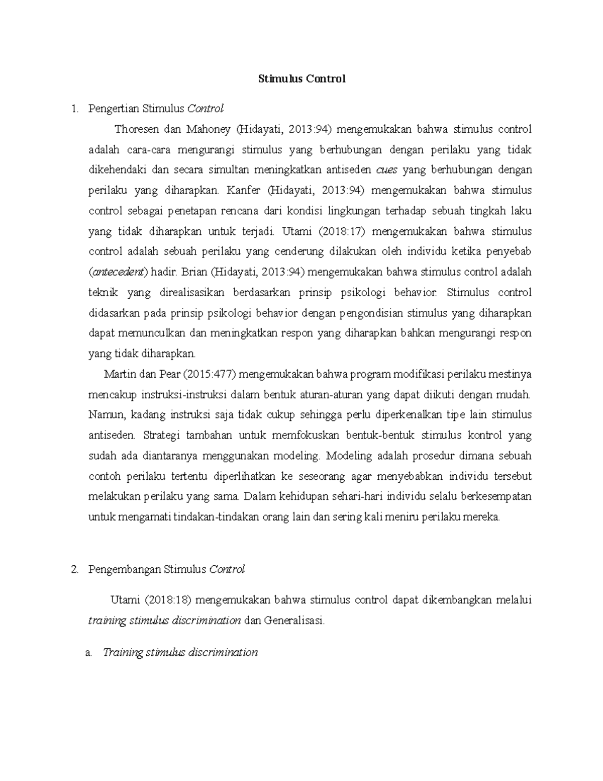 Pengendalian Stimulus: Konsep dan Pengembangannya dalam Psikologi - Studocu