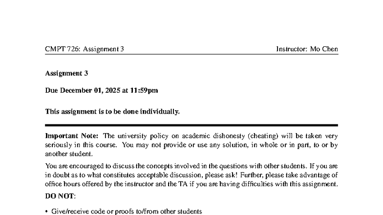 CMPT 726: Fall 2025 Assignment 3 Guidelines and Instructions - Studocu