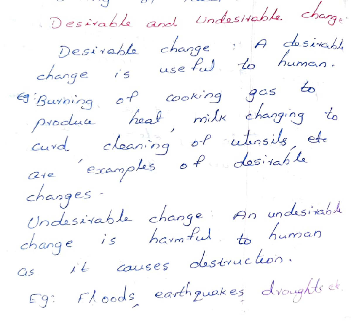 Undesirable Changes Examples