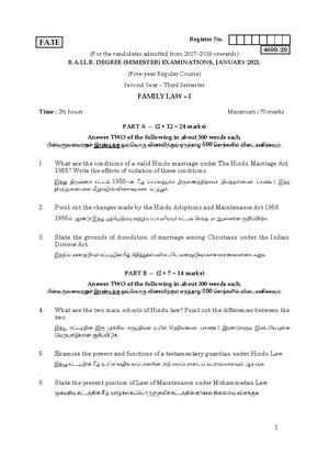 Bachelor of Law - LLB Hons - TNDALU - Studocu