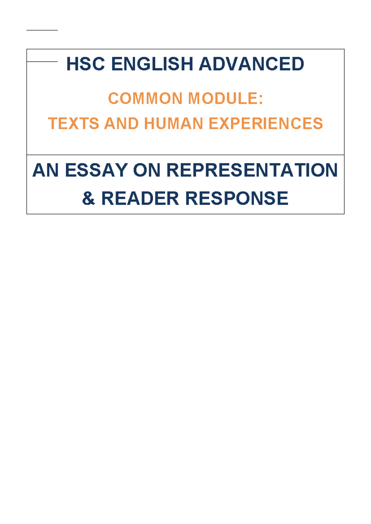 HSC English Advanced: Common Module Essay Writing Guide - Studocu