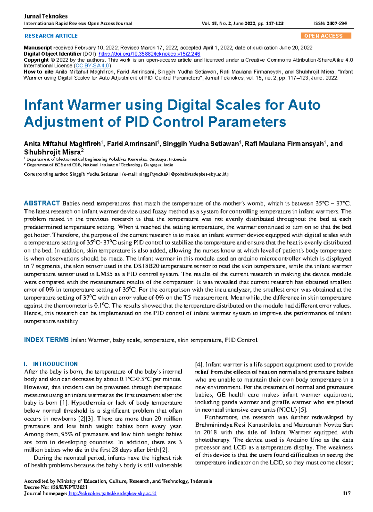 Infant Warmer with Digital Scales: PID Control System Study - Studocu