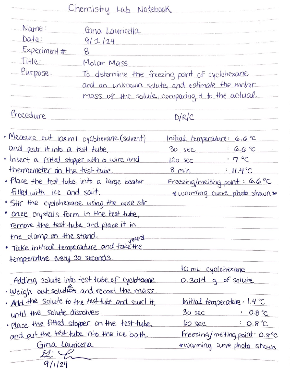 Chemistry Lab Experiment 8: Determining Molar Mass of Solute - Studocu
