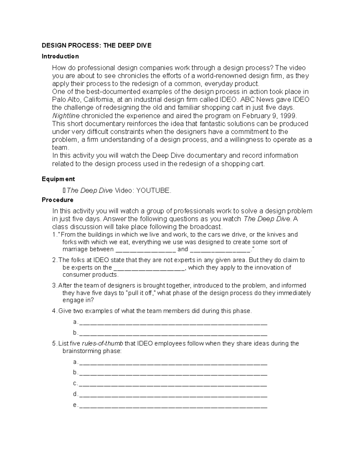 Design Process Deep Dive Design Process The Deep Dive Introduction How Do Professional Design