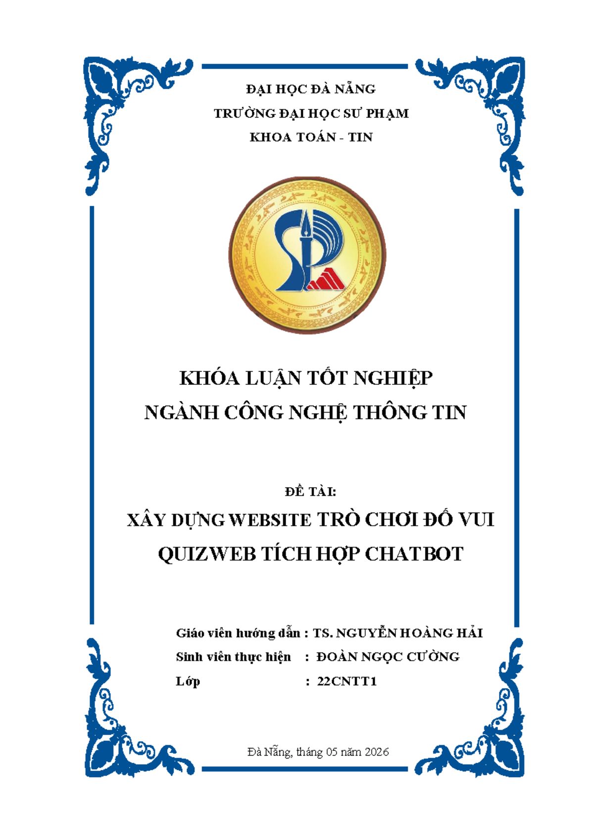 Khóa Luận Tốt Nghiệp 22CNTT1: Xây Dựng Website QuizWeb Tích Hợp Chatbot ...