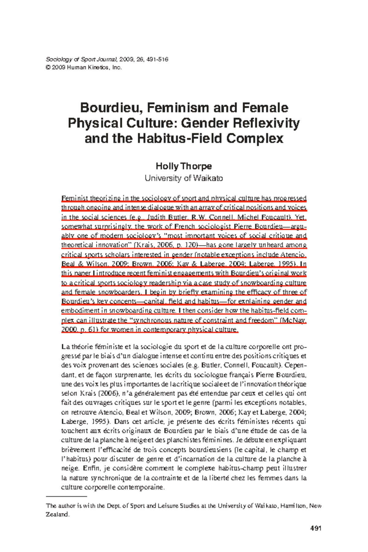 Bourdieu, Feminism, and Female Physical Culture: A Snowboarding Case ...