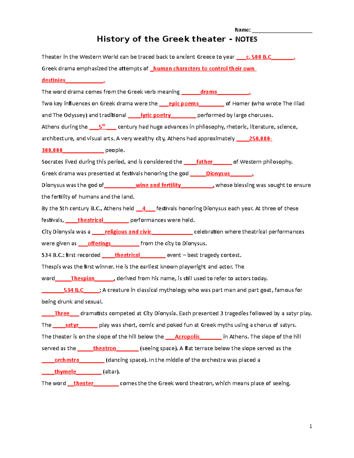 Greek Theater History Notes: Key Concepts and Influences - Studocu